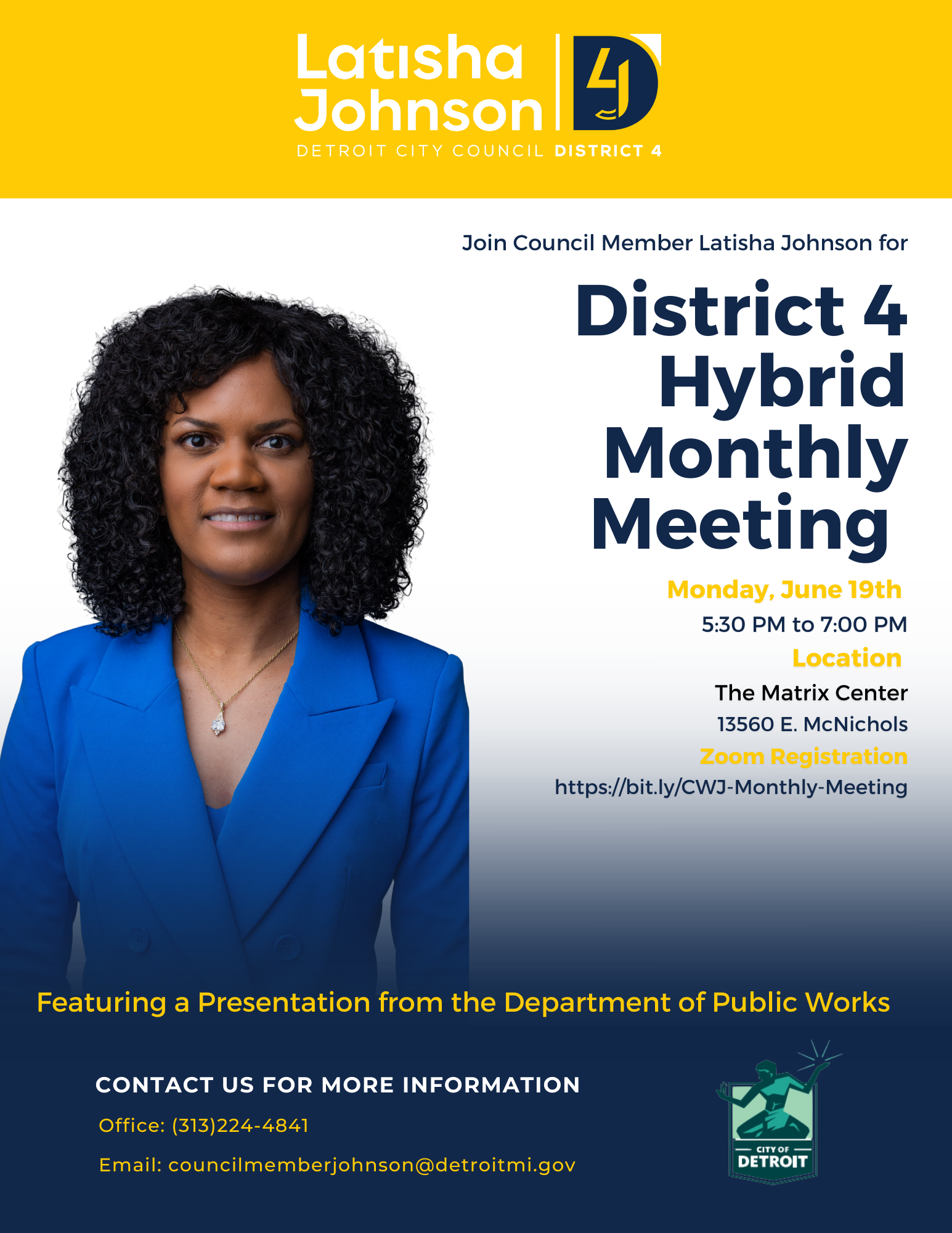 Councilwoman Latisha Johnson's Monthly Community Meeting | City of Detroit